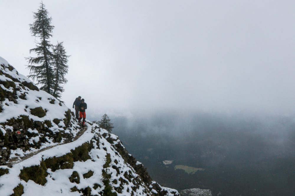 Climbing the highest mountain of Germany Zugspitze in the winter ...
